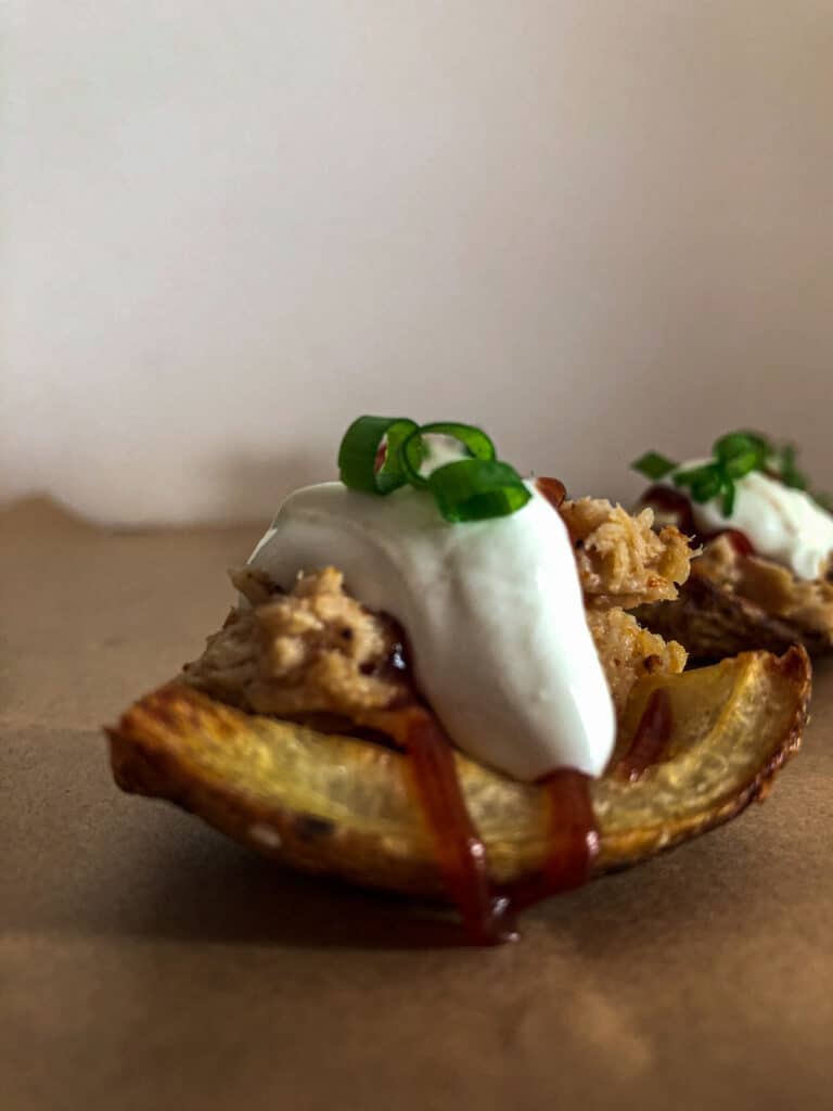 Pulled Pork Potato Skin Bites - Appetizer Bliss